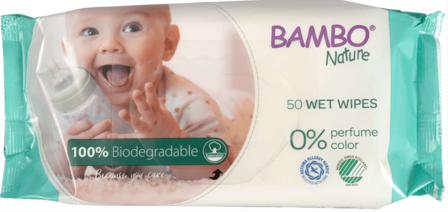 Bambo nature Бебешки биоразградими мокри кърпички 50 бр. без аромат