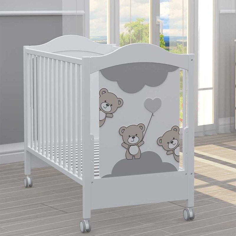 Bambino Casa Бебешко легло Tre Orsetti grigio сиво сърце 2053