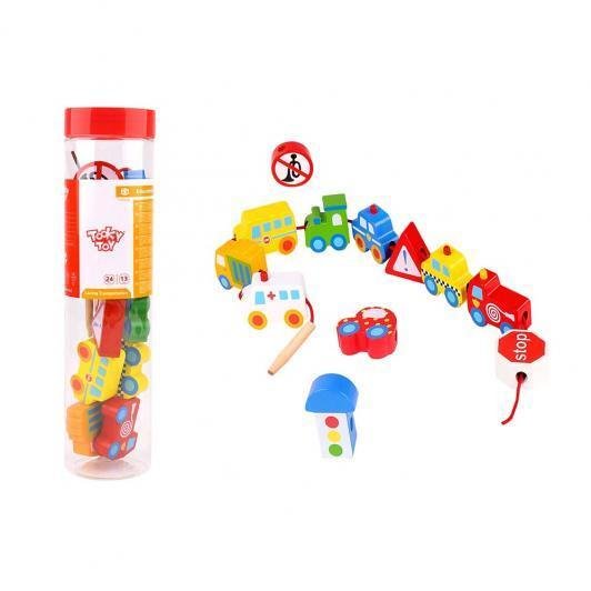 Tooky Toy Дървена образователна игра с превозни средства TKB512B