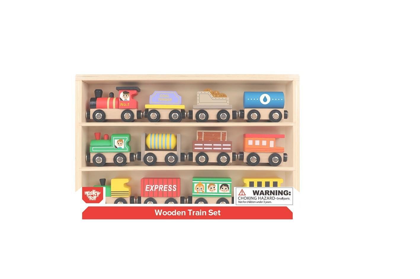 Tooky Toy Дървено магнитно влакче 13 части TH647