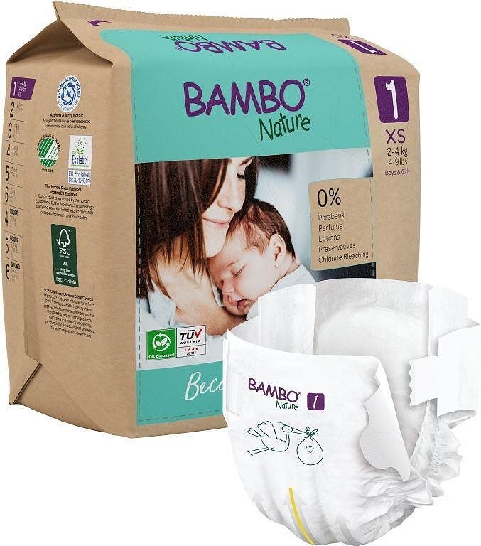 Bambo Nature Еко пелени за еднократна употреба р-р 1 XS (2-4 кг.) 22 бр.