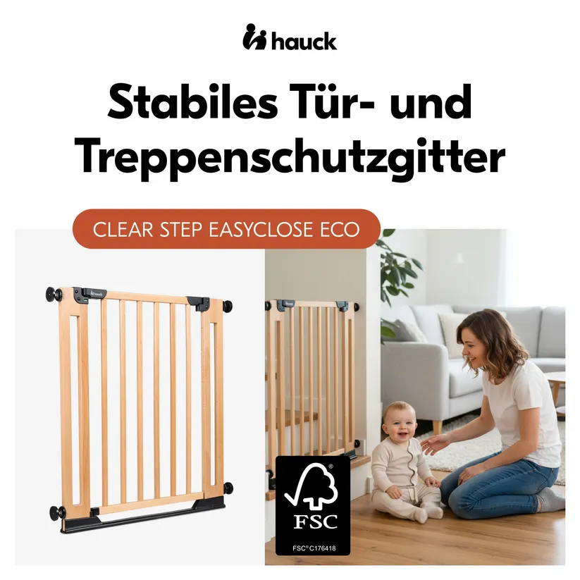 Hauck Преграда за врати Clear Step Easyclose Eco Beech