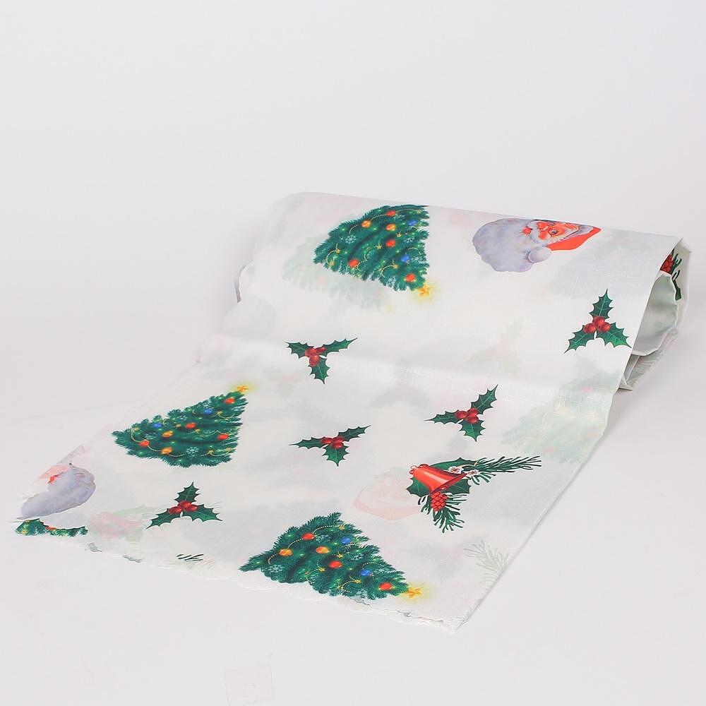 Коледна покривка за маса в бял цвят с коледни мотиви 120/150
