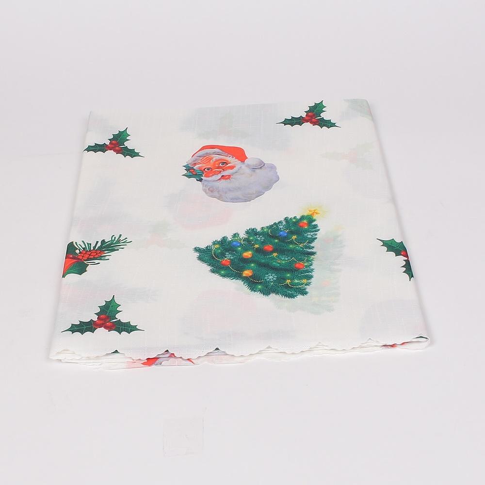 Коледна покривка за маса в бял цвят с коледни мотиви 120/150
