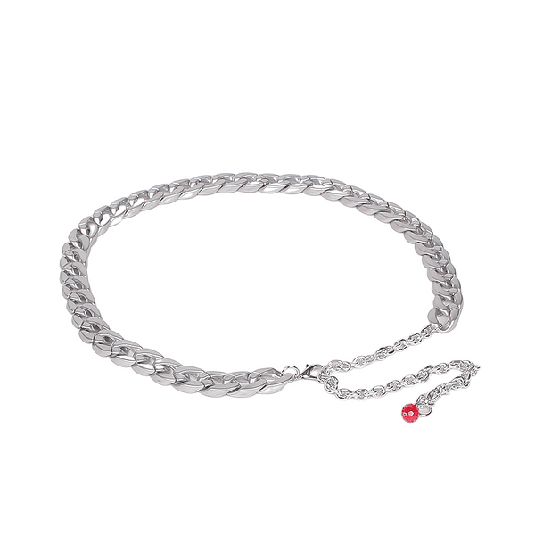 Сребрист пластмасов дамски колан тип верига