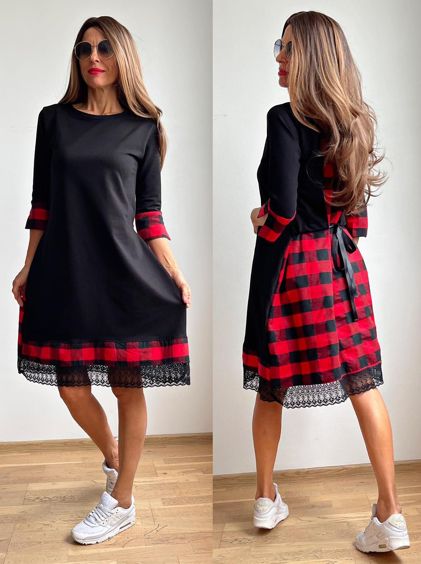 Рокля ЛИЛИЯ червено каре 539, Vanya Fashion