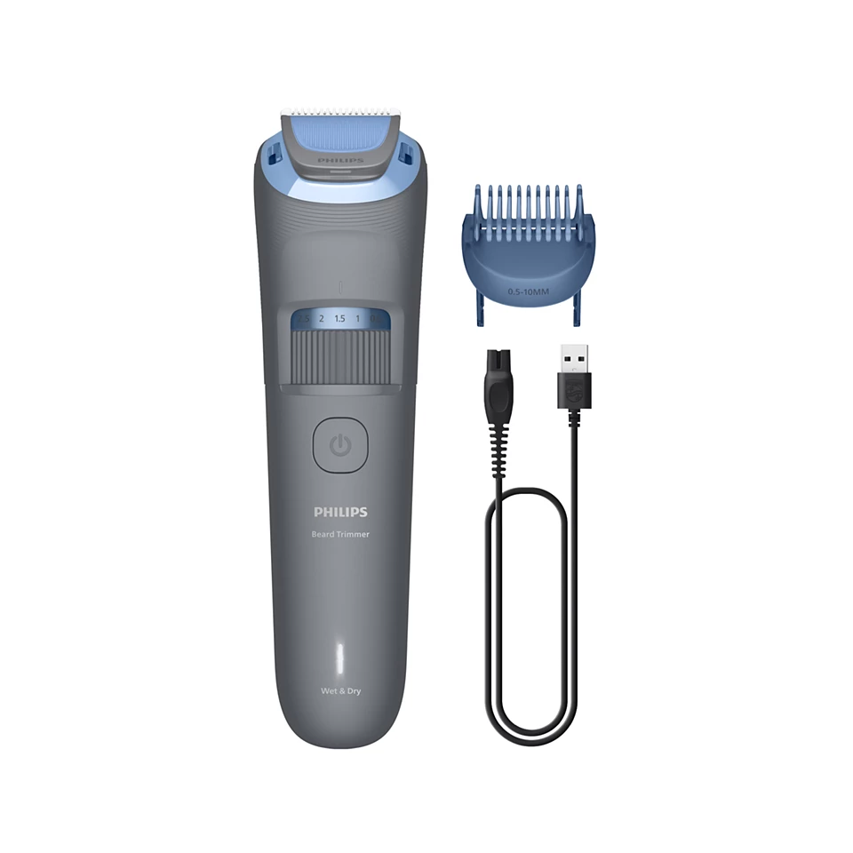 Тример за брада Philips Series 3000, 60 минути работа без кабел ,20 ...