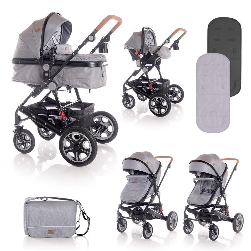 Детска комбинирана количка Lora Grey Lighthouse Lorelli Premium