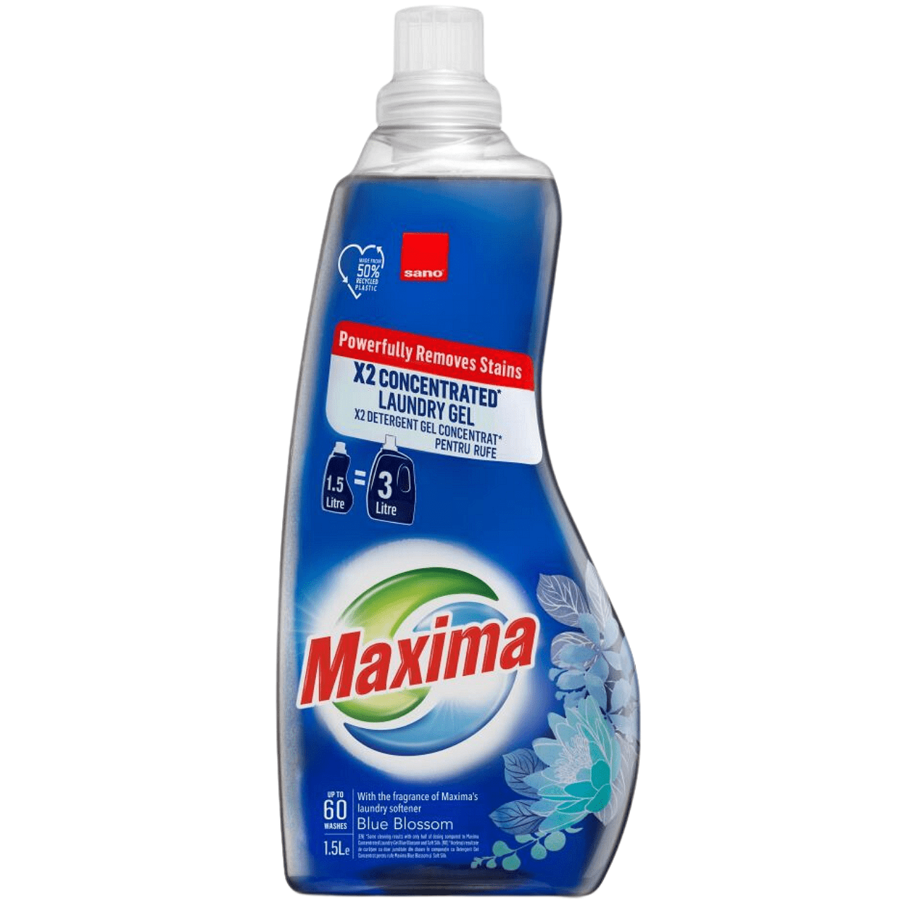 Sano Maxima Blue Blossom, 1,5 литър, 60 пранета | Cleanmarket.bg