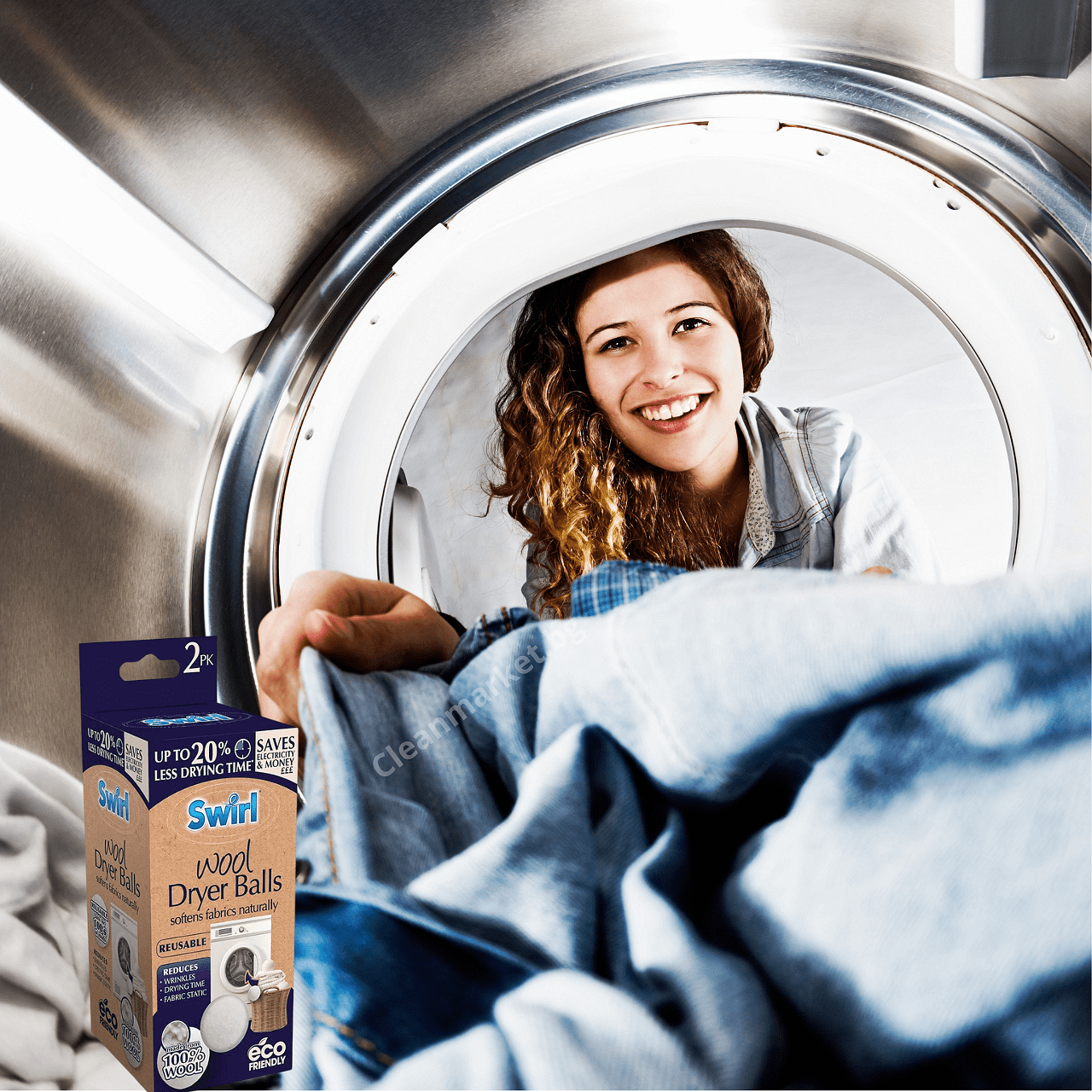 Swirl Wool Dryer Balls, вълнени топки за сушилна, 2 броя | Cleanmarket.bg