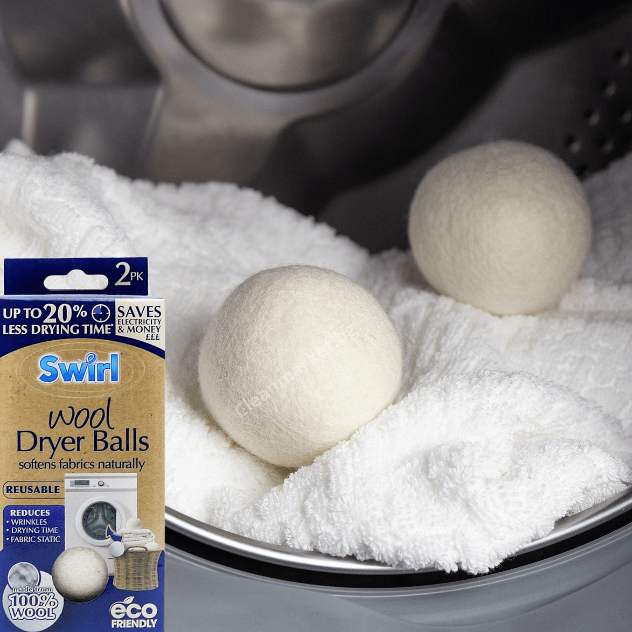 Swirl Wool Dryer Balls, вълнени топки за сушилна, 2 броя | Cleanmarket.bg