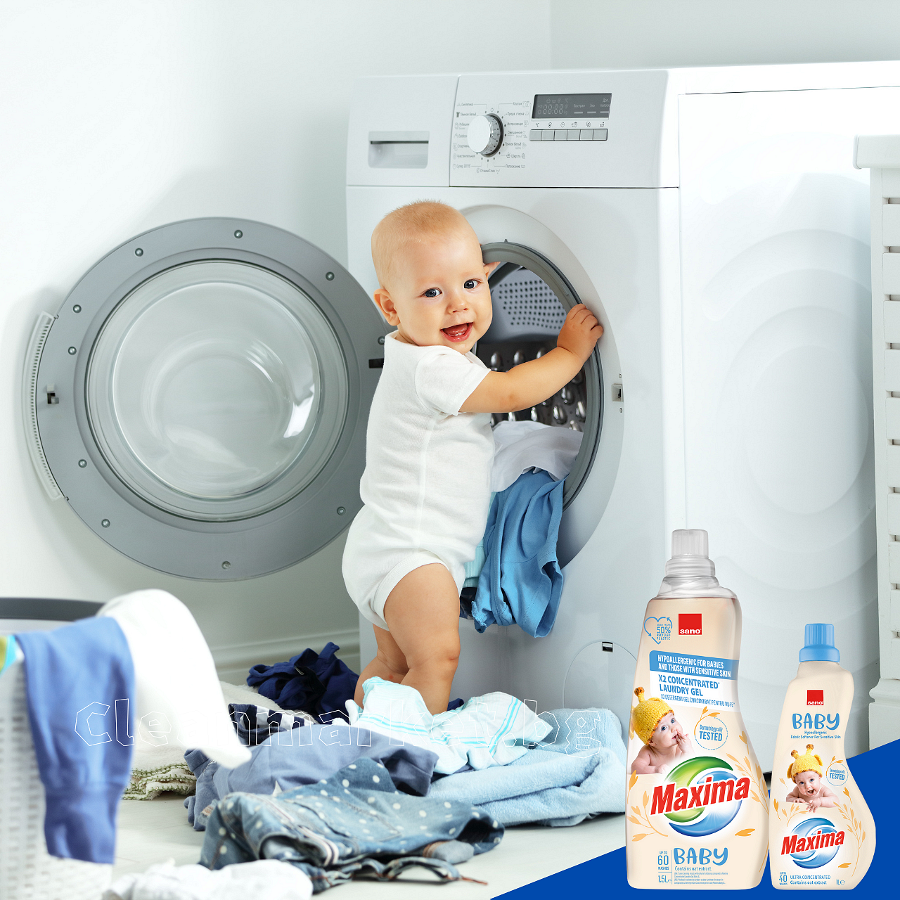 Sano Maxima Baby Hypoallergenic, 1,5 л, 60 пр + Омекотител Baby Oat, 1 ...