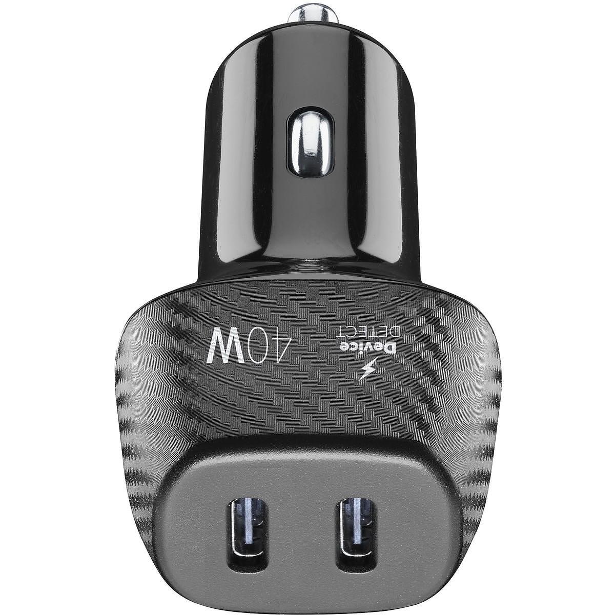 Зарядно за кола Car Multipower DUO в черен цвят с два USB-C порта ...