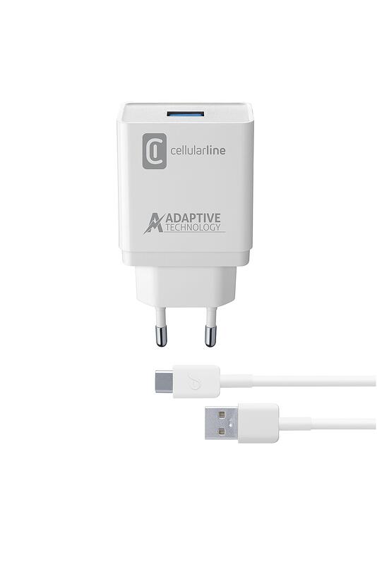 Комплект адаптивно зарядно Type-C, 220V, Type-C кабел, 15W, Бяло