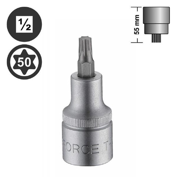 Вложка 1/2" с накрайник TORX T50, 55мм FORCE 34605550