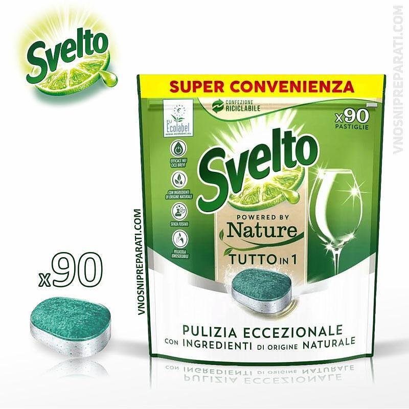 Таблетки за миялна Svelto Nature Tutto in 1 Limon 90 бр