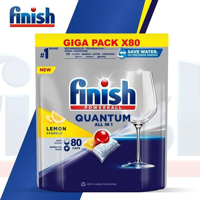 Капсули за съдомиялна Finish Quantum All in One 80 бр