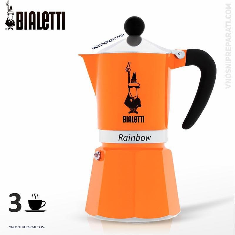 Bialetti Rainbow Orange coffee maker Mokka 3 cups кафеварка за Мока кафе