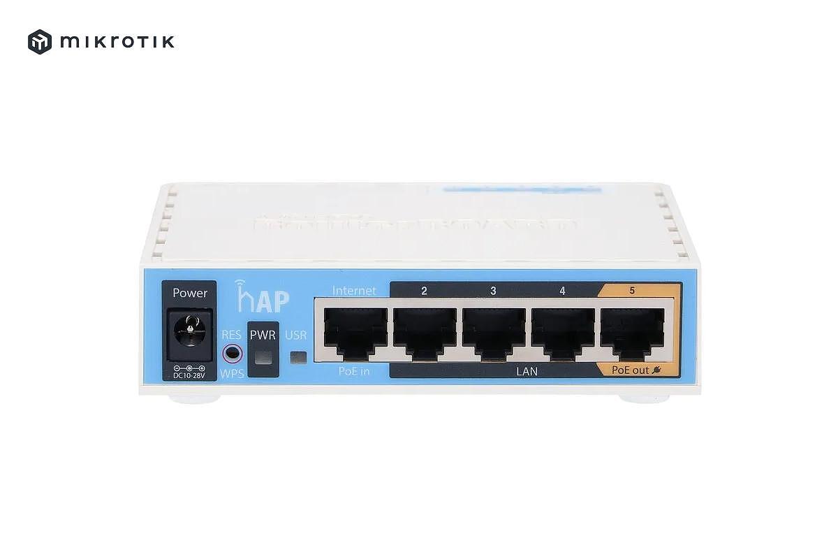 MikroTik hAP | WiFi рутер | RB951Ui-2nD, 2,4GHz, 5x RJ45 100Mb/s