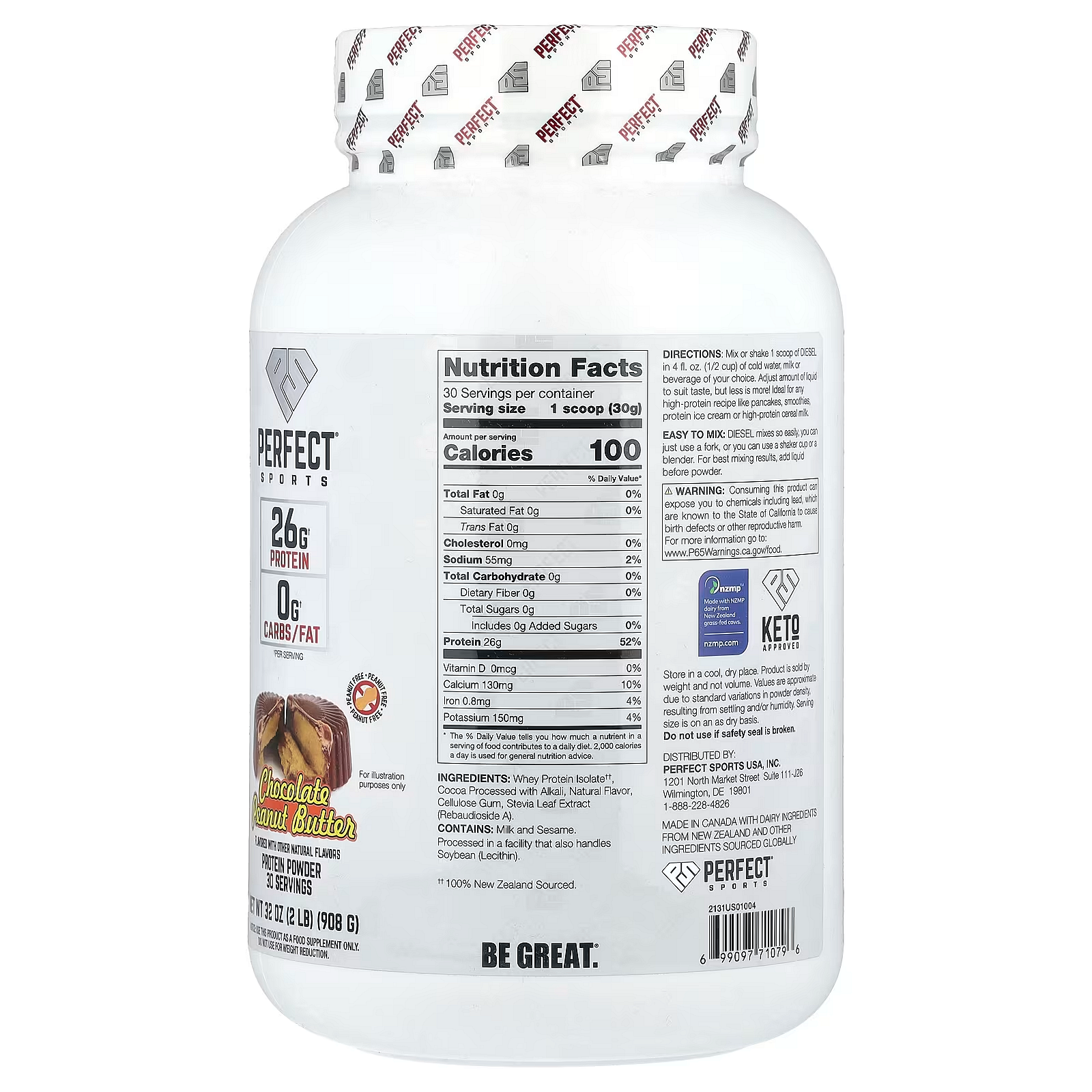 DIESEL New Zealand Whey Protein Isolate Perfect Sport 908 грама