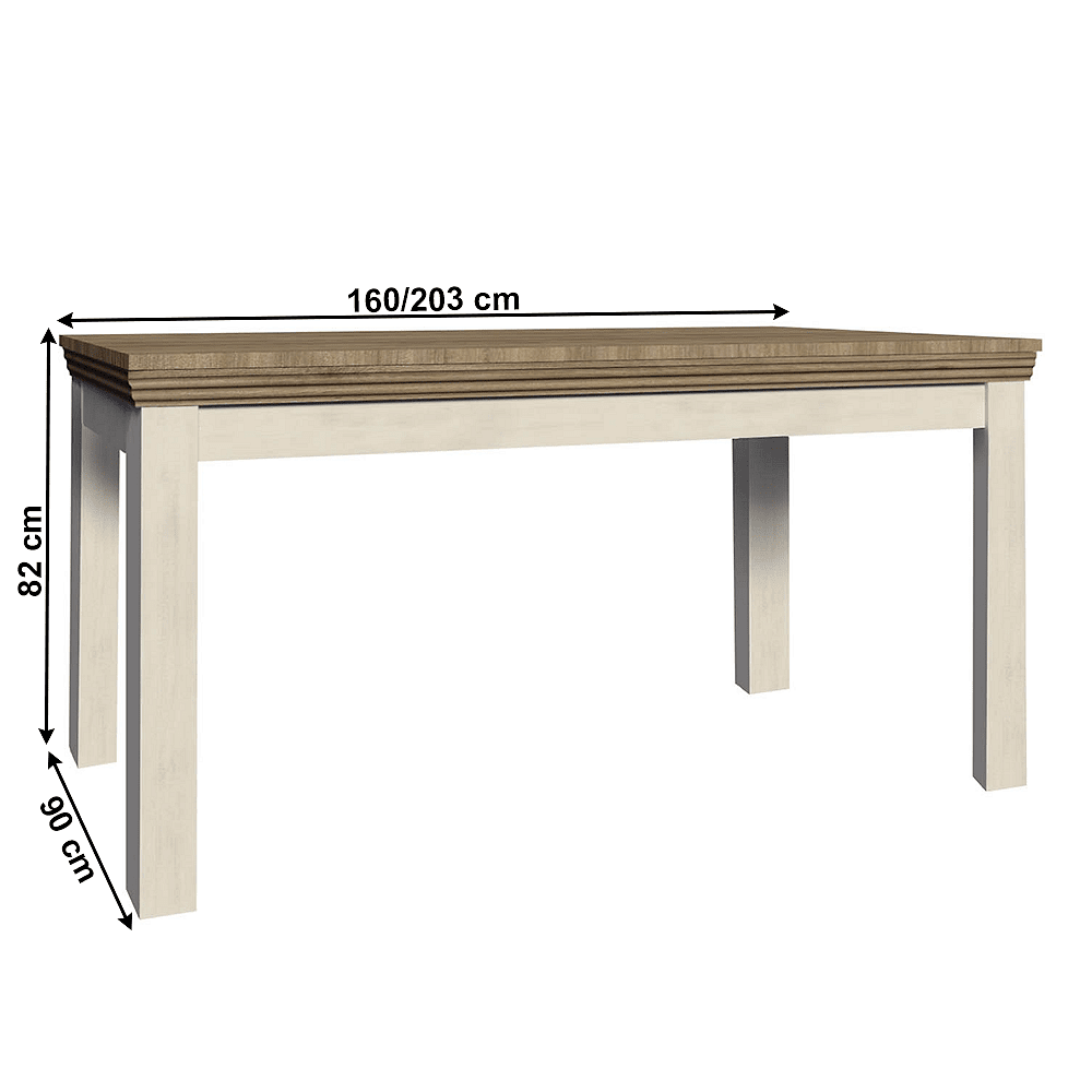 Masa extensibila Royal 160 cm nordic si stejar salbatic