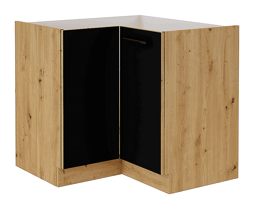 Dulap de colt inferior Monro 83 cm stejar artizan si negru mat