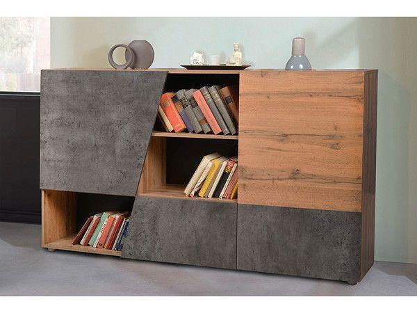 Comoda Lumina stejar wotan si beton inchis