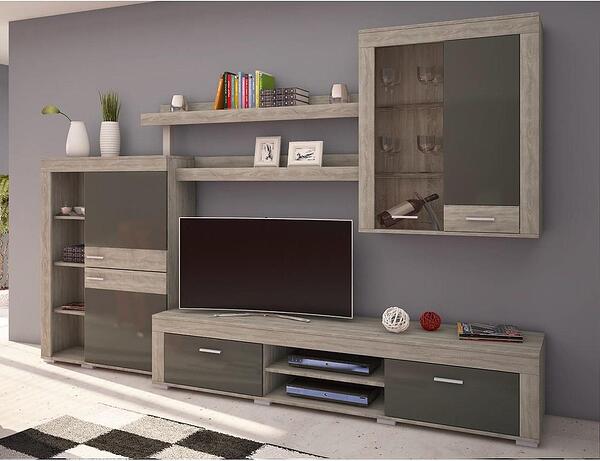 Mobila de living Briliant stejar inchisa si cofee lucios HG