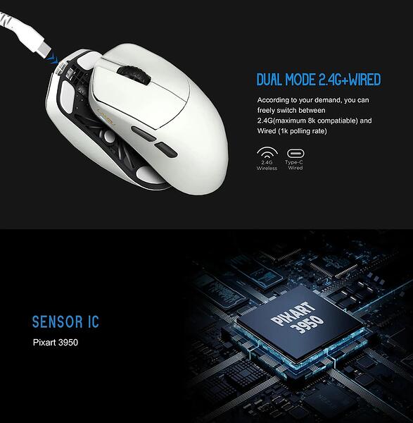 Lamzu професионална геймърска мишка MAYA X 8K - Wireless Gaming Mouse ...