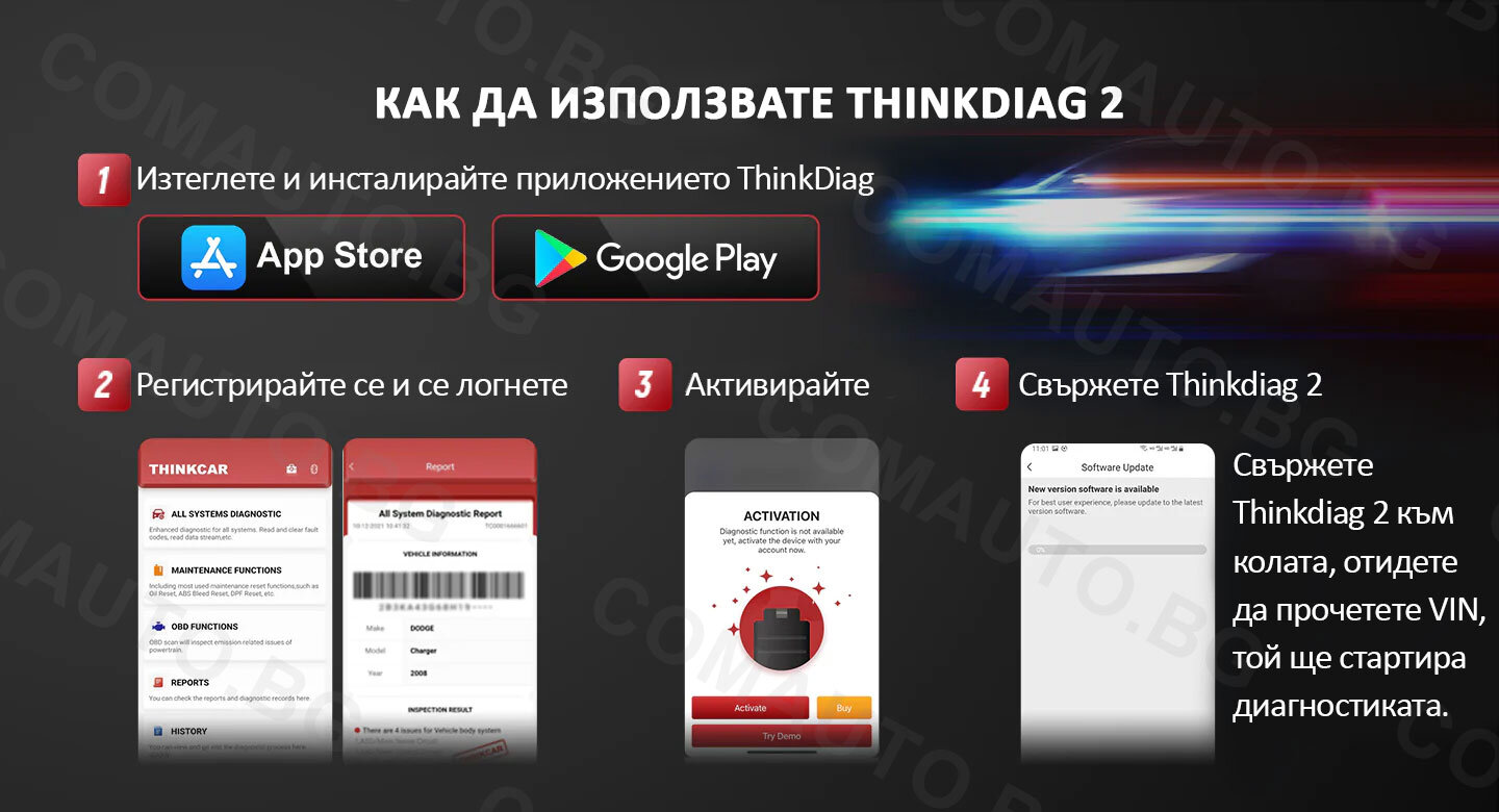 ThinkDiag 2 - пълна автодиагностика + сервизни 15 функции - THINKCAR