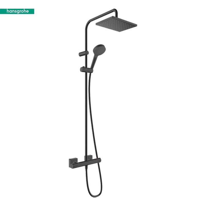 Черна душ система с термостат | HANSGROHE Vernis