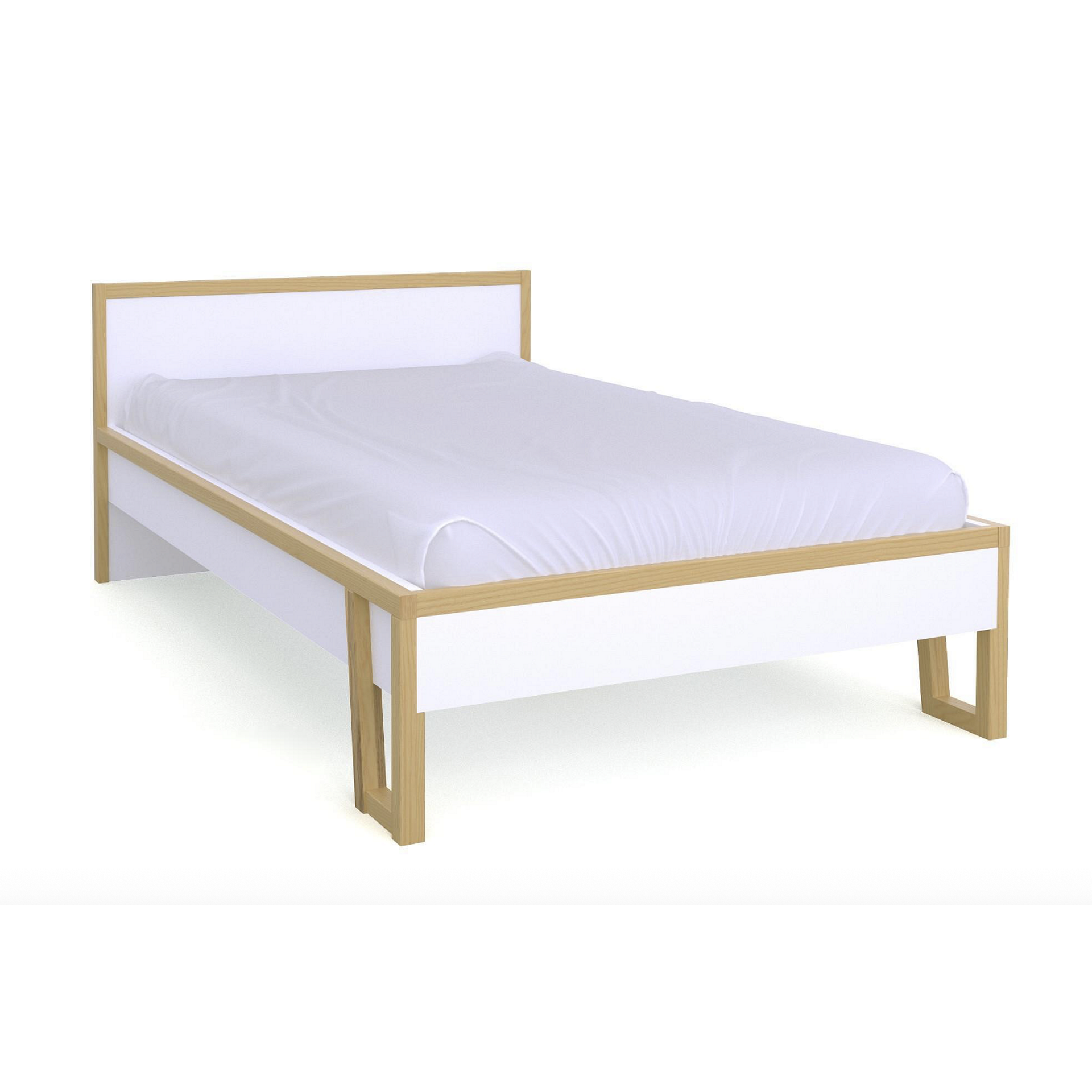 Легло STEKA 120 – модерно легло с рамка в бял цвят и каменен дъб | Мебел Дизайн