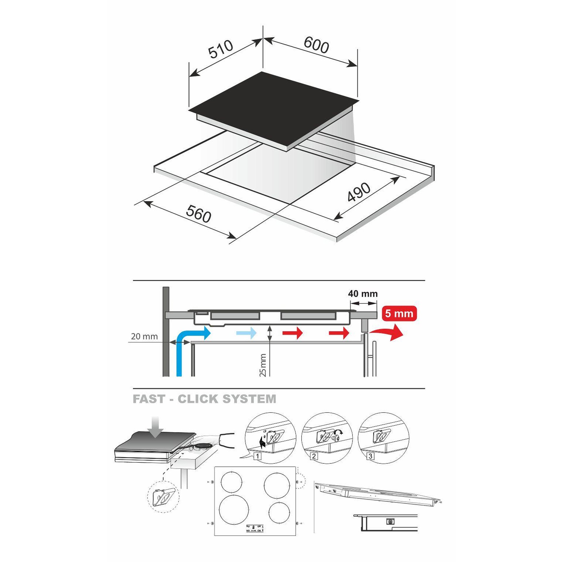 Стъклокерамичен плот PL3 TCT4 S – 4 зони, Quick Heating | Мебел Дизайн