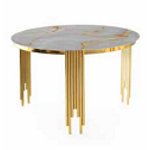 Холна маса SUTUN SGO02 с бял мрамор и златни крака – Мебел Дизайн