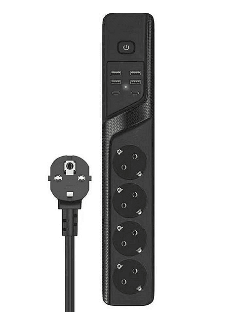 Универсален разклонител с 3 гнезда, Power Socket BKL-19 , 4.2А, 4 USB ...