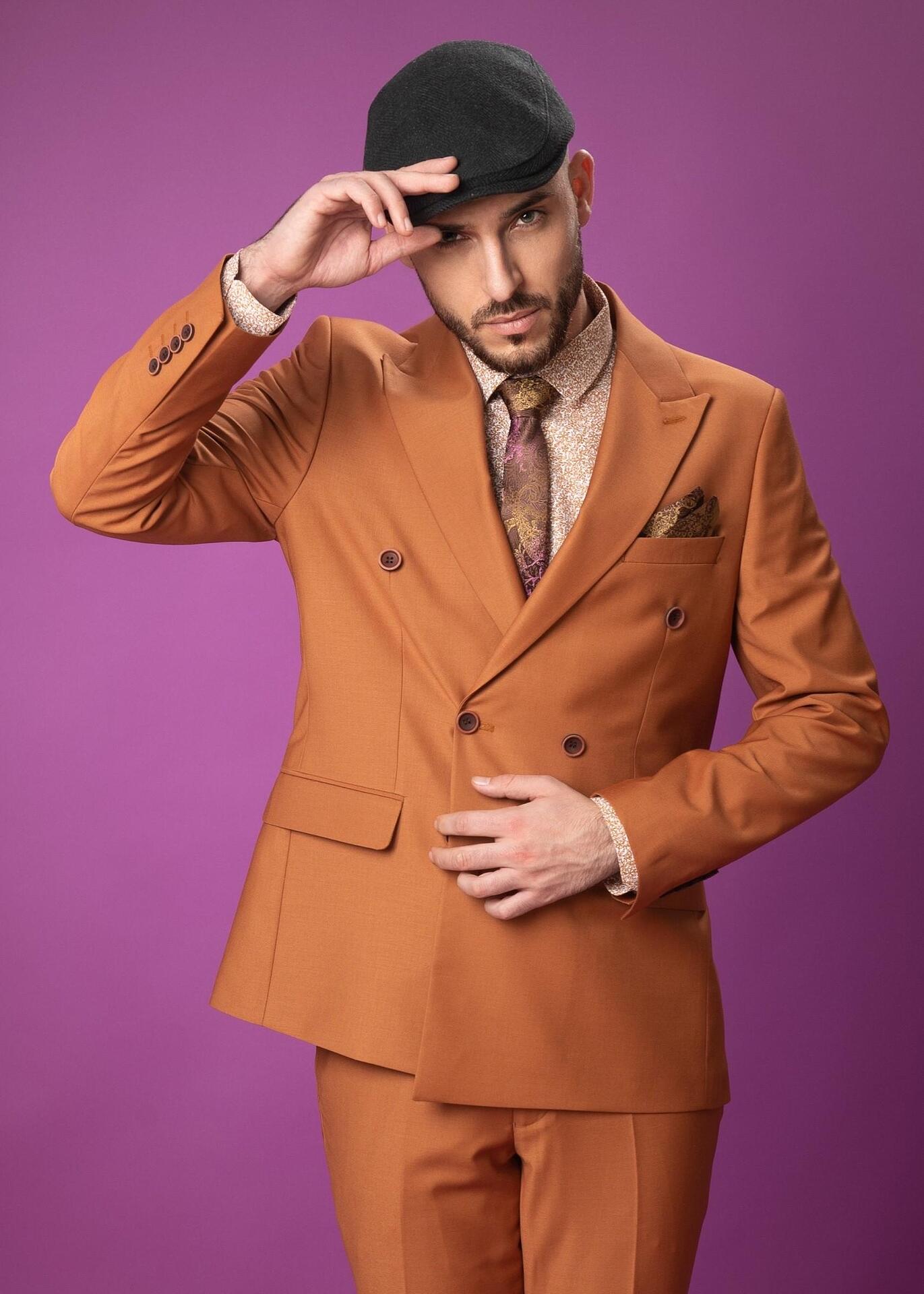 Мъжки Костюм Флеминг/ Оранжев Цвят от LAZARINI