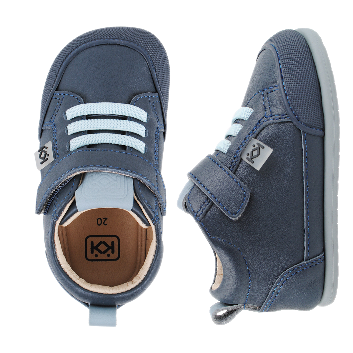 Детски боси обувки за проодување KK во темно сина боја / Barefoot