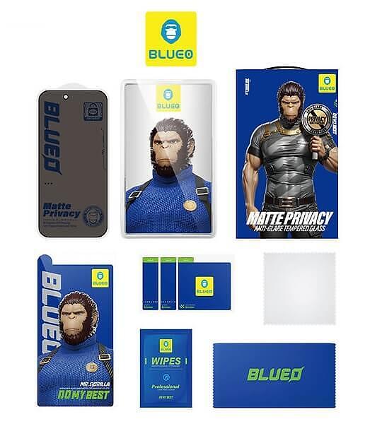 Затъмняващ-Матов Стъклен Протектор за iPhone 16 Pro Max, BLUEO Privacy ...