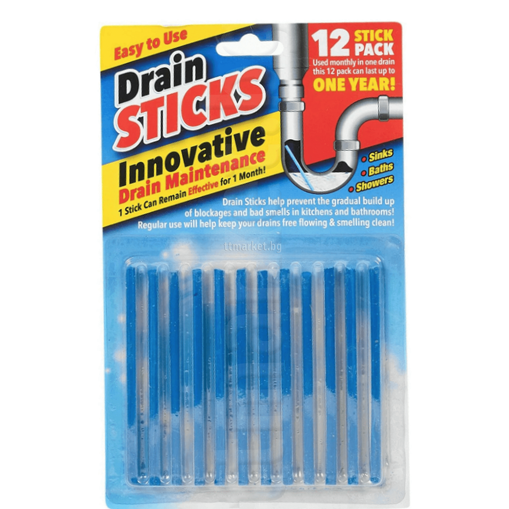 Drain Sticks Стикове за почистване на Канали 12 бр Английско Качество