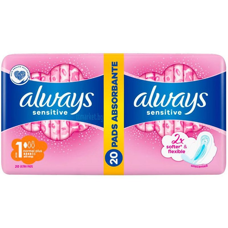Always Ultra Sensitive Normal Plus 20 pads with wings Дамски превръзки ...