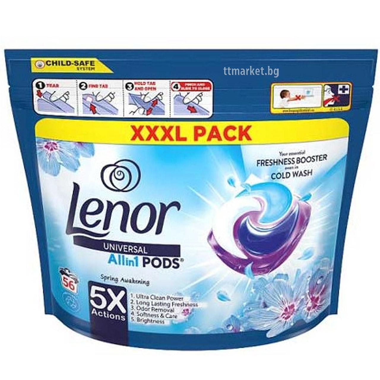 Lenor Universal All-in-1 Pods Spring Awakening Капсули за пране на бели ...