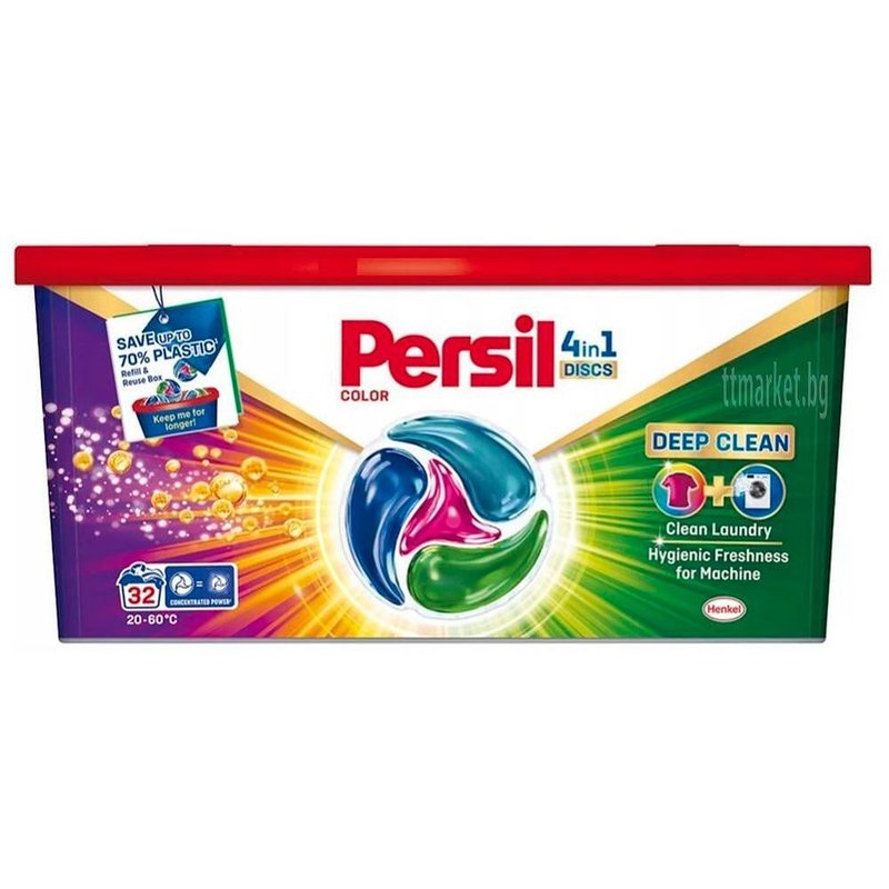 Persil 4in1 Discs Color Капсули за пране на цветни тъкани 32 бр ...