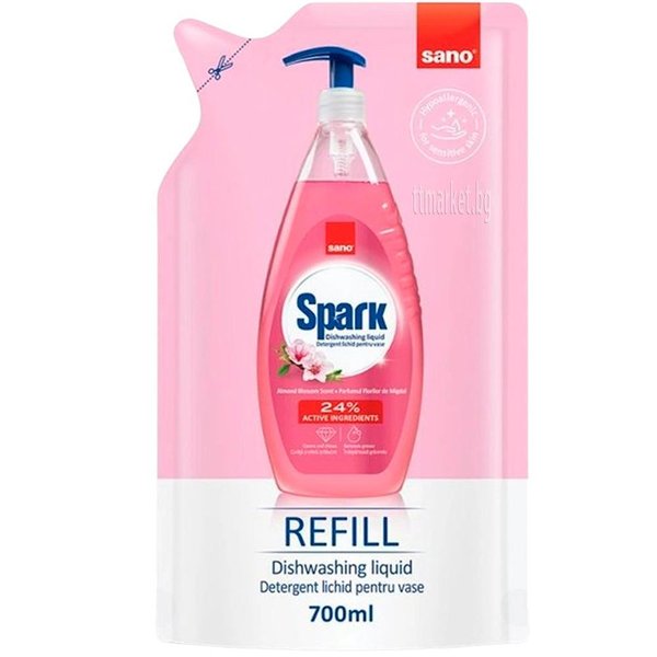 Sano Spark Dishwashing Liquid Lemon Scent Refill Веро за съдове с ...