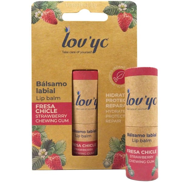 Lov'yc Lip Balm Strawberry Chewing Gum Веган хидратиращ и защитаващ ...