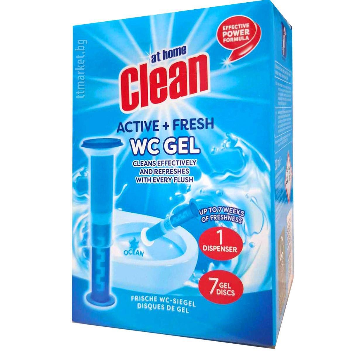 At Home Clean Active + Fresh WC Gel Ocean Свежи дискове за тоалетна с ...