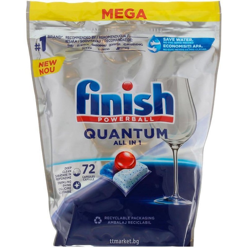Finish PowerBall Quantum All-in-1 Таблетки за съдомиялна за дълбоко ...