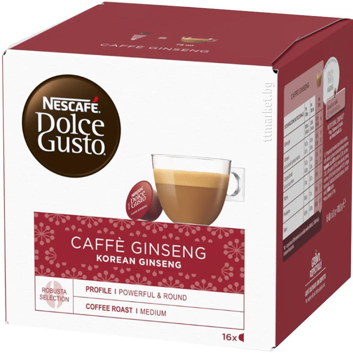Nescafe Dolce Gusto Caffe Ginseng Капсули с кафе Робуста и корейски Жен ...