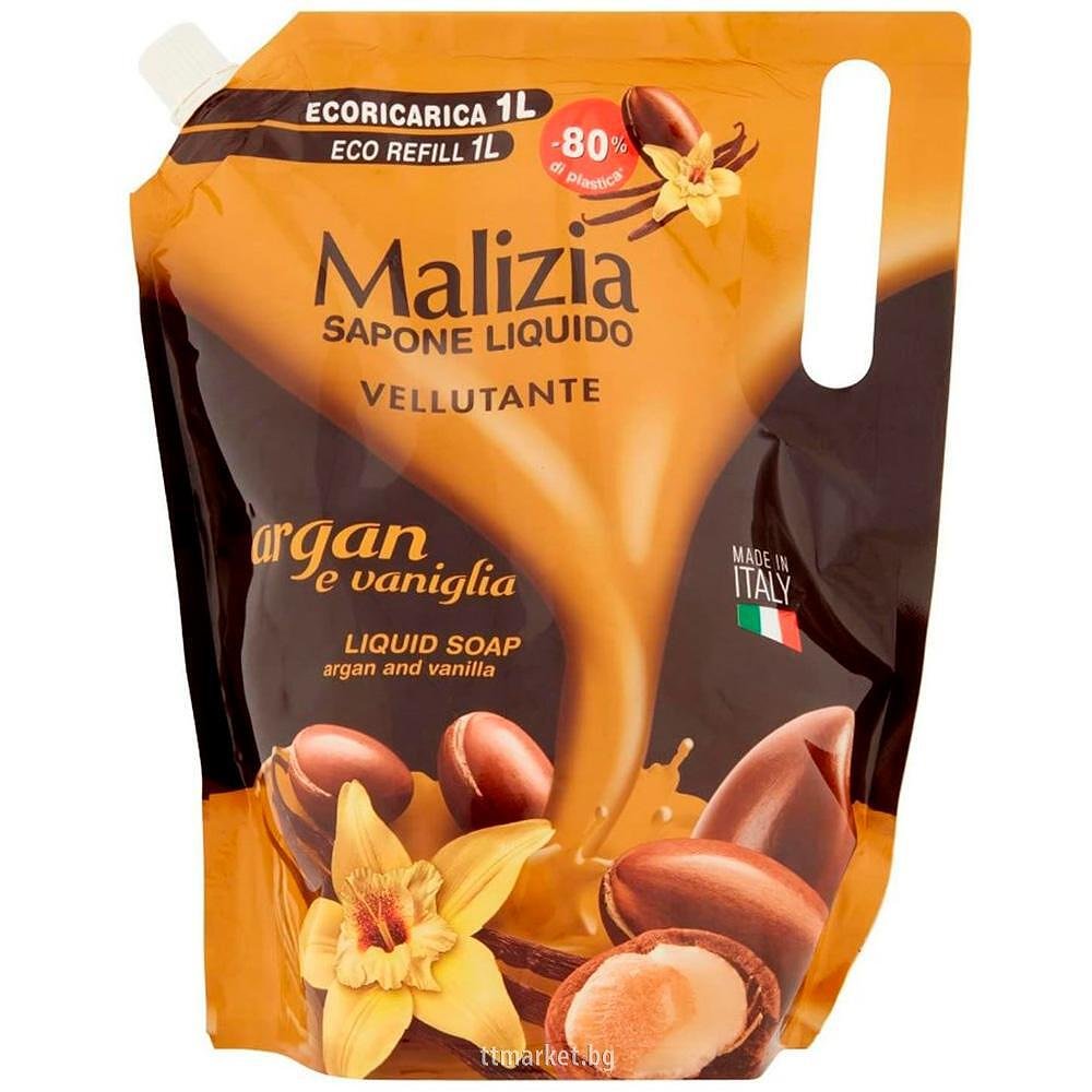 Malizia Sapone Liquido Argan e Vaniglia Течен сапун пълнител Арган и ...