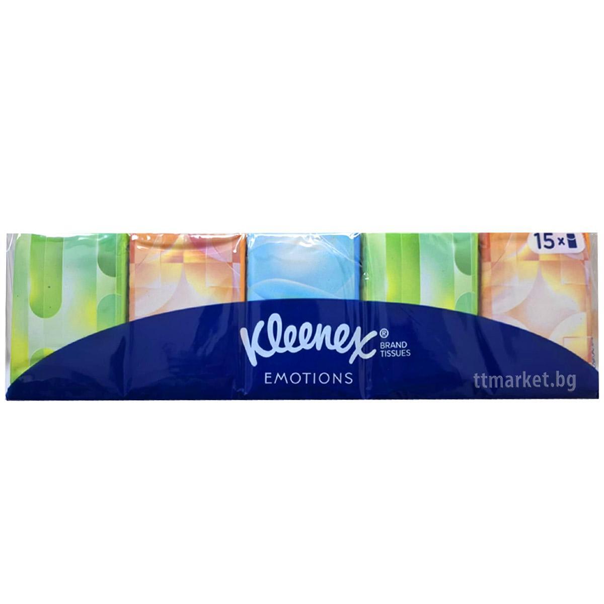 Kleenex Brand Tissues Emotions Трислойни цветни носни кърпички 15 ...