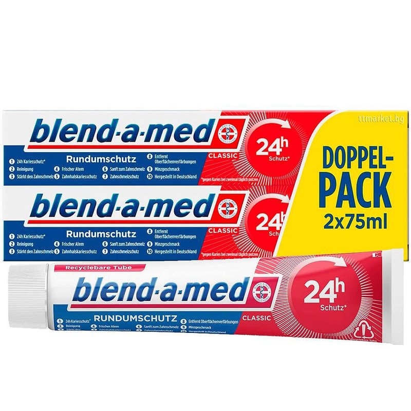 Blend-a-med Doppel-Pack Randumschutz Classic 24h Паста за зъби за пълна ...